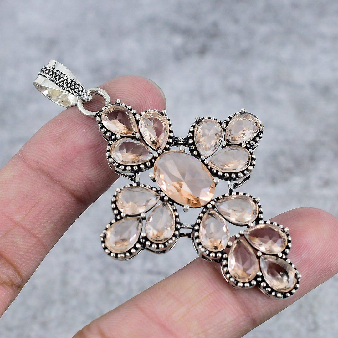 Champagne Quartz Princess Cross Pendant, Religious Pendant Gift ...