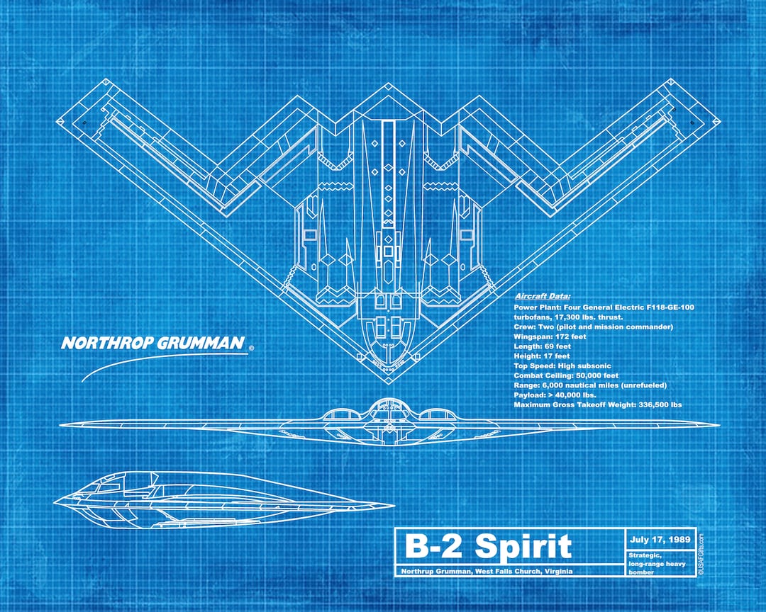 B-2 SPIRIT Stealth Bomber Blueprint - Download and Print Yourself ...
