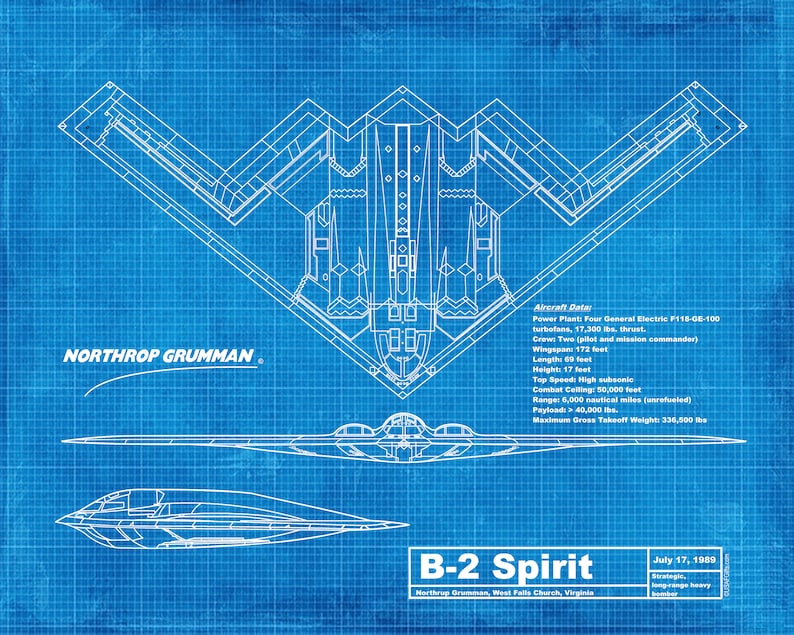 B-2 SPIRIT Stealth Bomber Blueprint - Download and Print Yourself ...