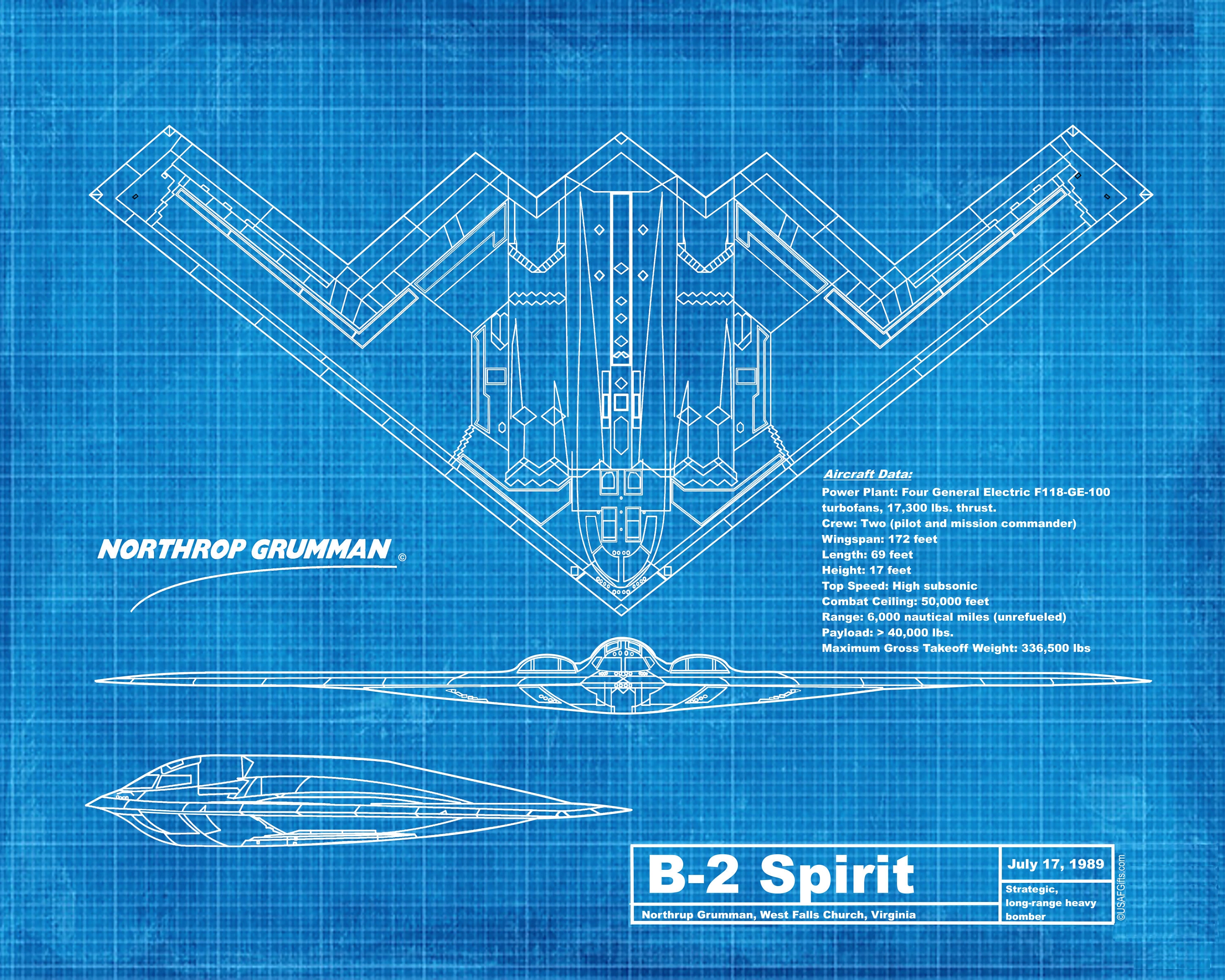 B-2 SPIRIT Stealth Bomber Blueprint - Download and Print Yourself ...