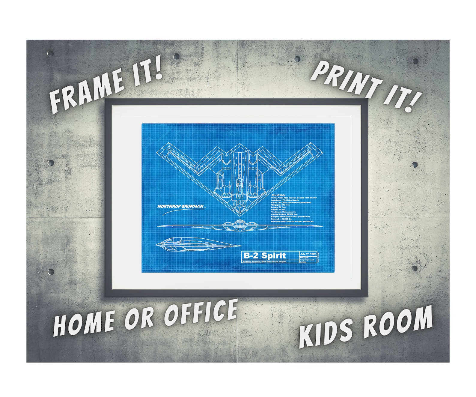 B-2 SPIRIT Stealth Bomber Blueprint - Download and Print Yourself ...