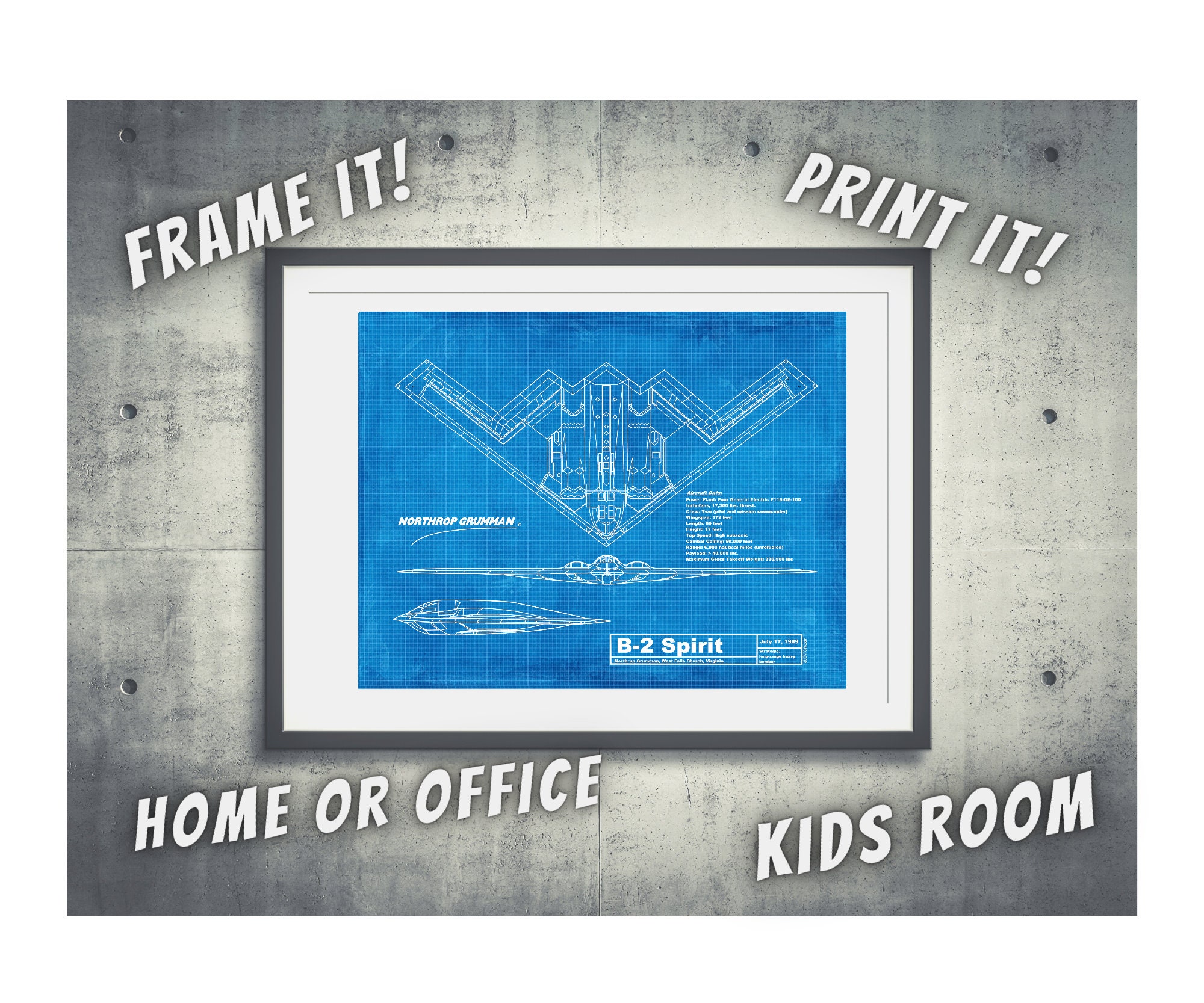 B-2 SPIRIT Stealth Bomber Blueprint - Download and Print Yourself ...