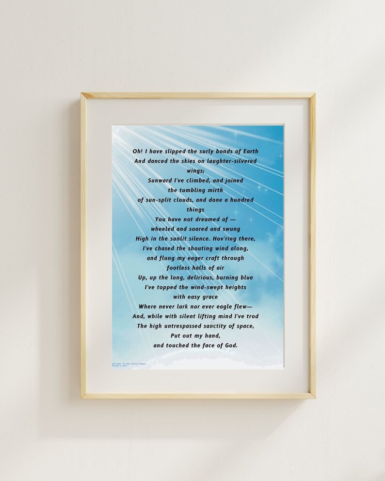 High Flight Poem - by Magee - INSTANT DOWNLOAD, Printable Item - Etsy ...