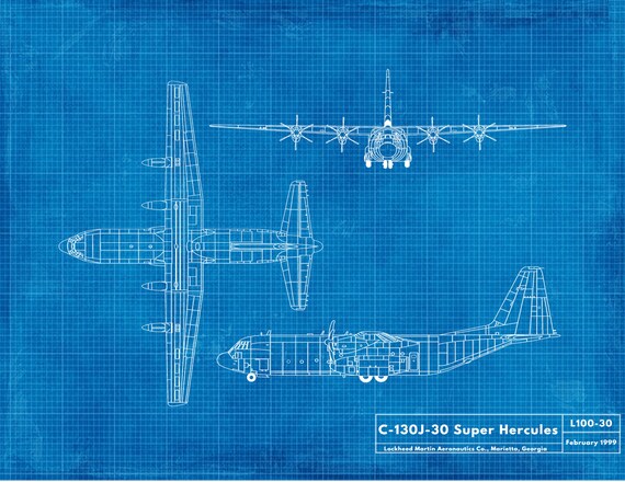 USAF C-130J-30 Super Hercules Blueprint Instant Download | Etsy