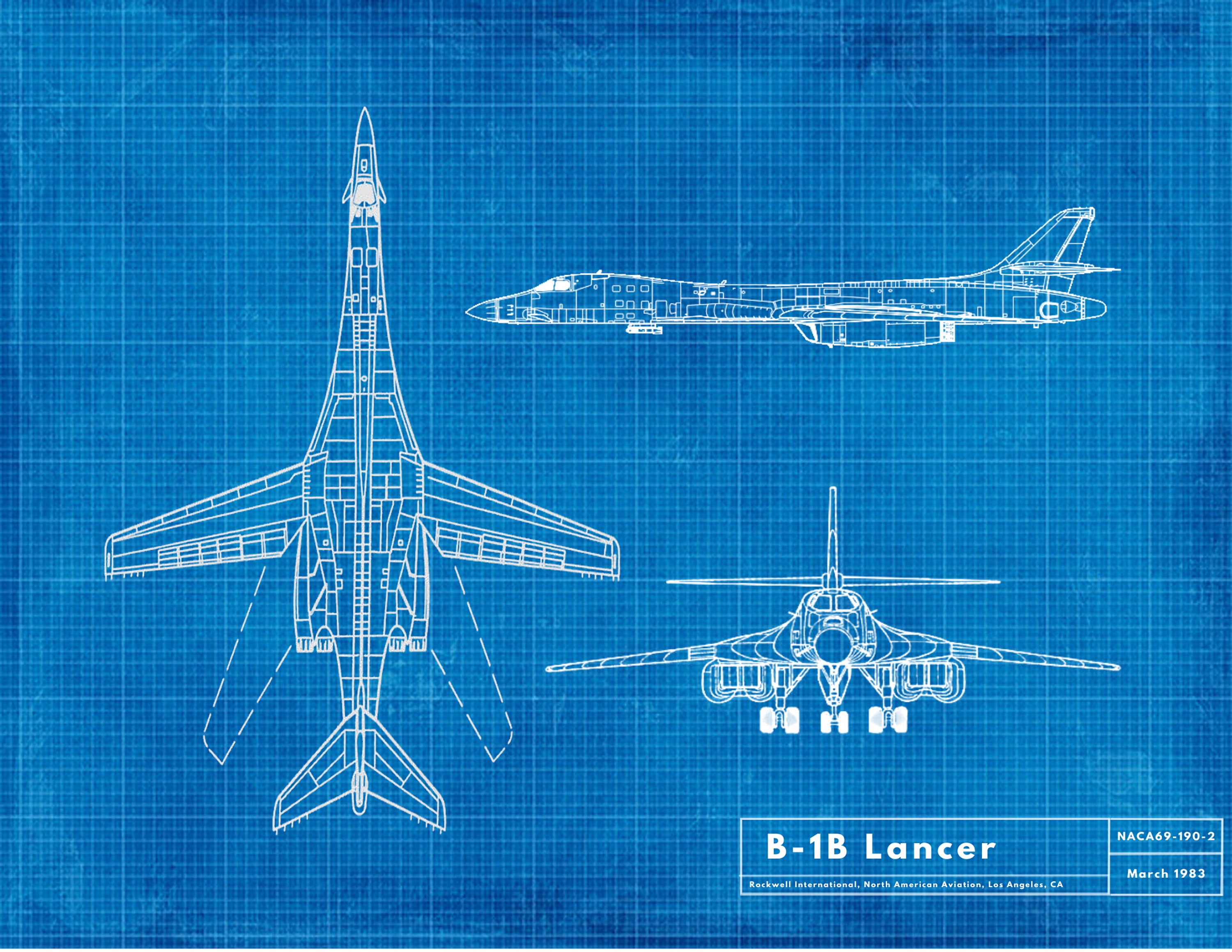 USAF B-1B Lancer Bomber Blueprint Instant Download Printable - Etsy