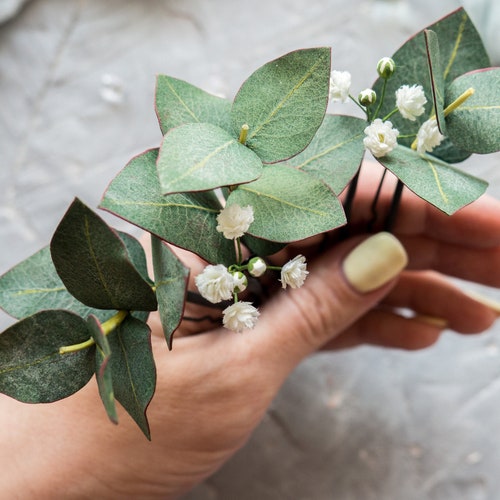 Greenery Flower Bobby Pins Wedding Hair Eucalyptus - Etsy