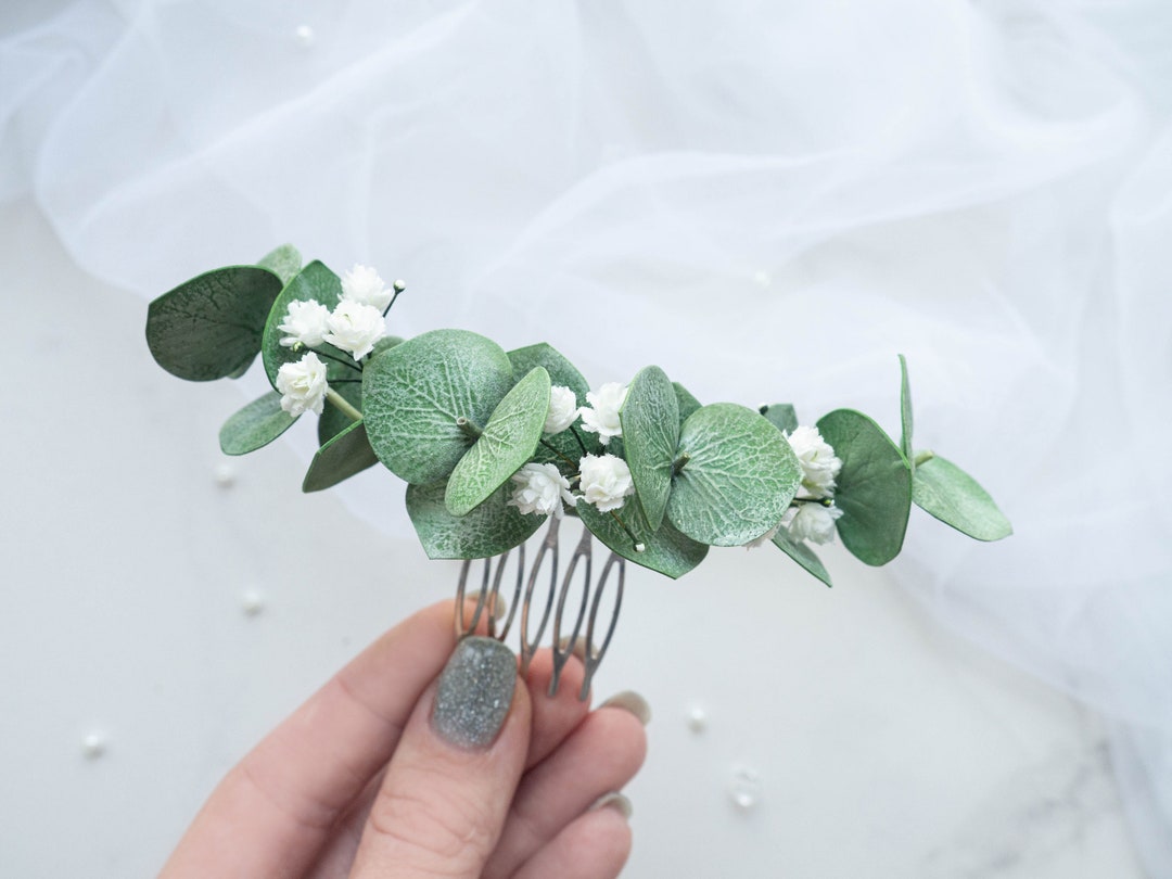 Greenery Wedding Eucalyptus Hair Piece Bridal Comb Headpiece Floral - Etsy