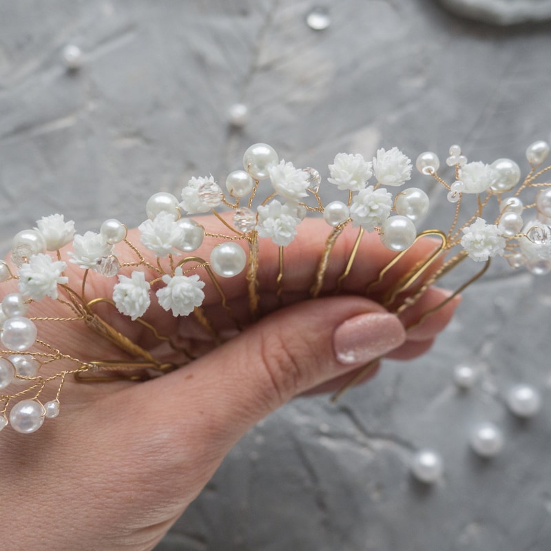 Pearl Hair Flower Pin - Etsy
