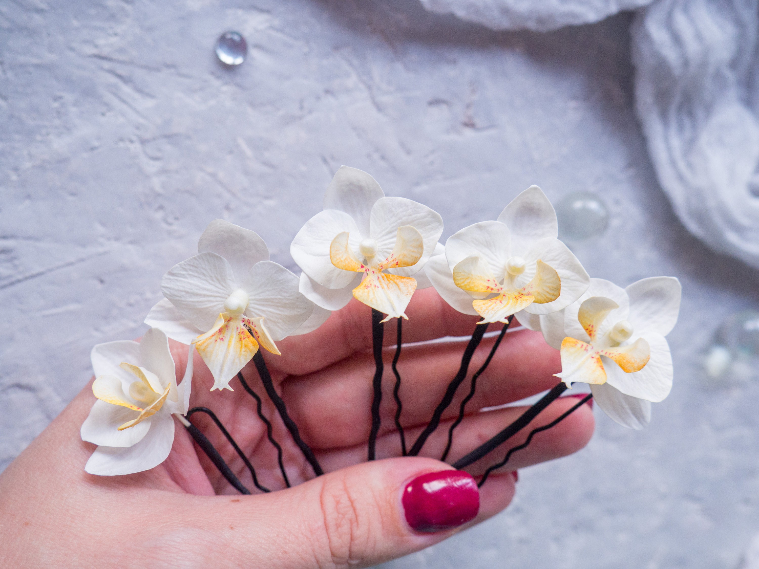 White Orchid Flower Hair Pins, Tropical Wedding Hair Piece - Etsy