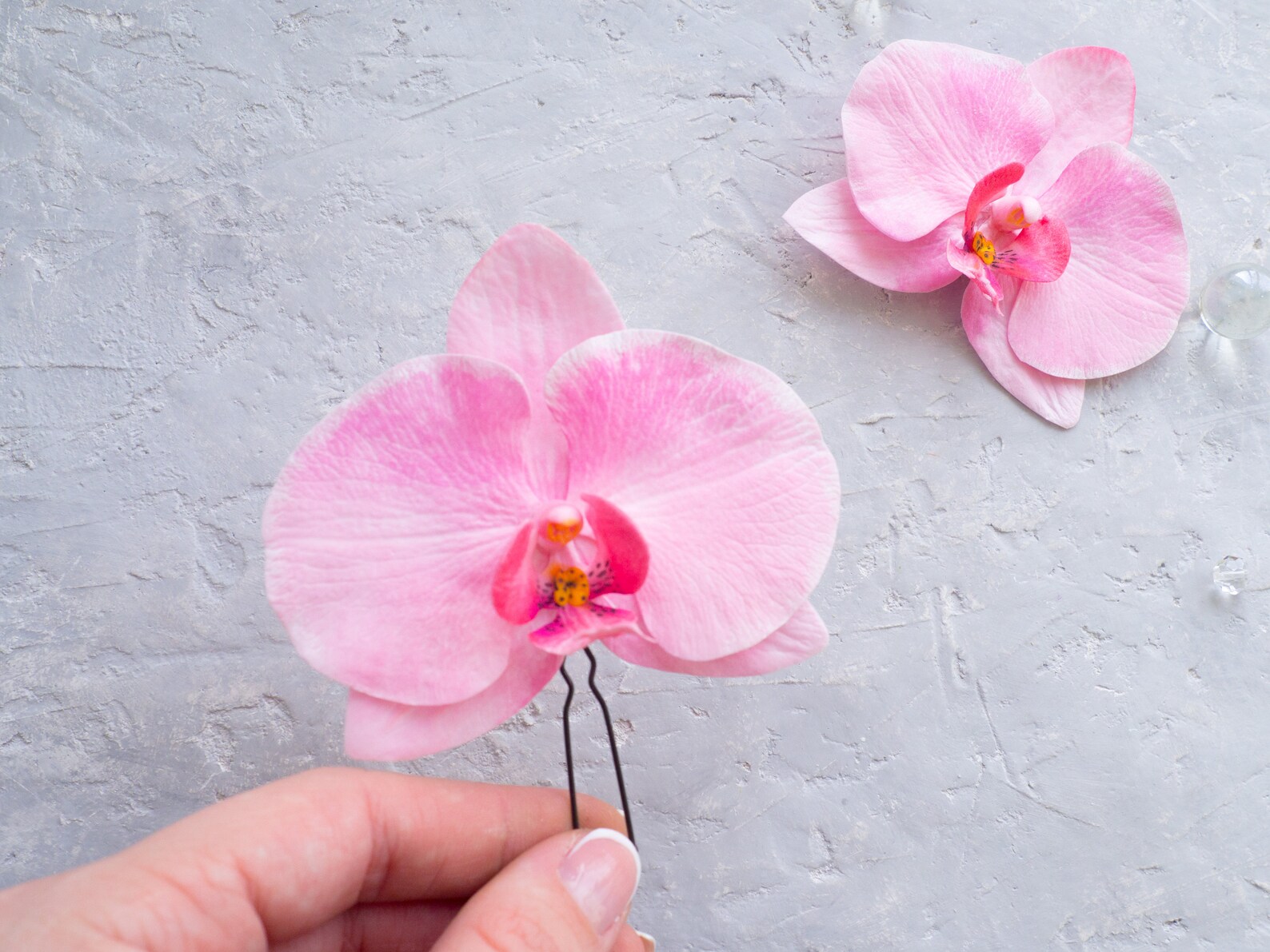 Tropical Flower Hair Pin With Pink Orchid - Etsy
