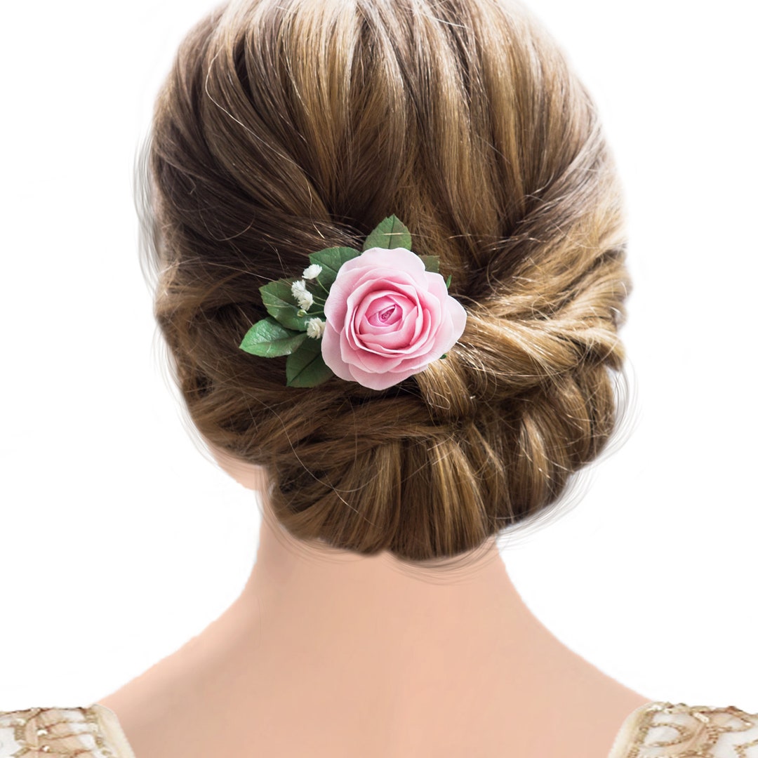 Pink Rose Wedding Hair Piece , Flower Hair Pins , Floral Headpiece - Etsy