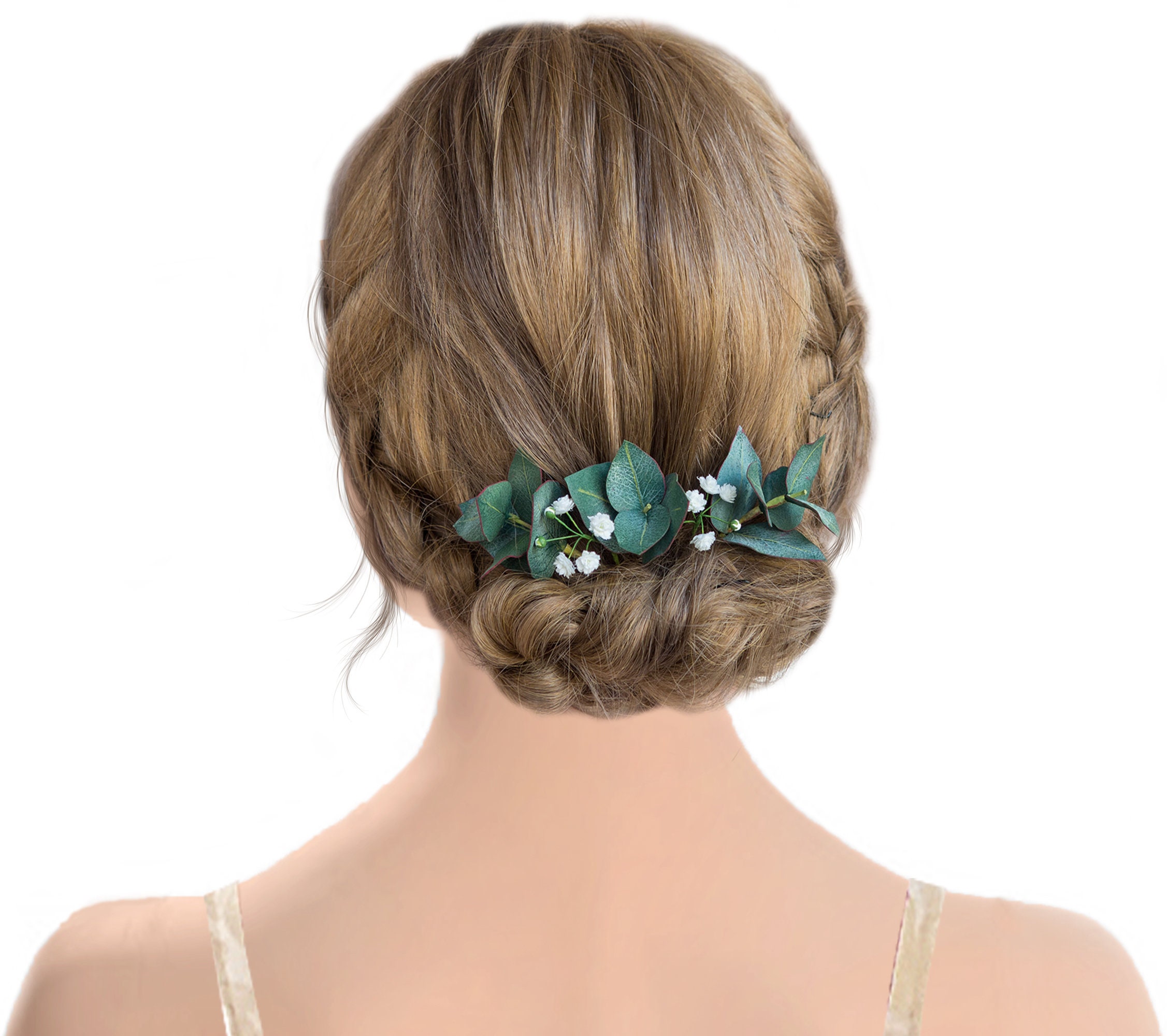 Greenery wedding hair piece Eucalyptus flower pins | Etsy