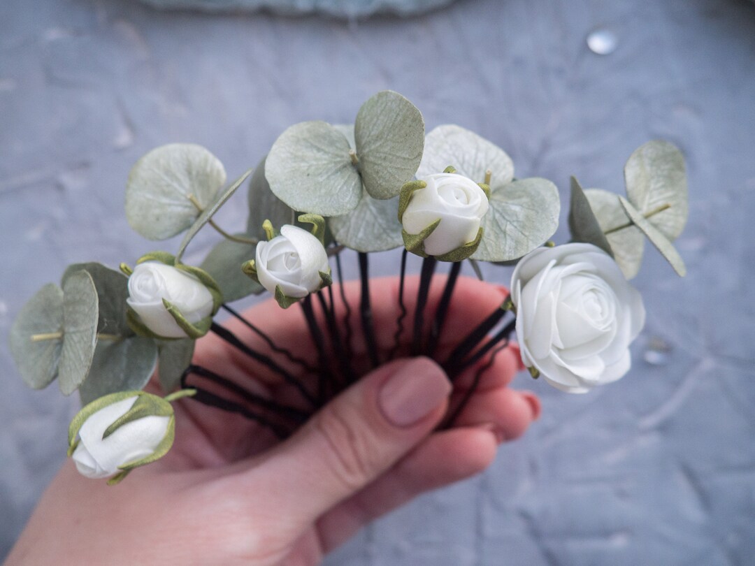 Greenery Floral Headpiece Wedding Flower Hair Pins - Etsy