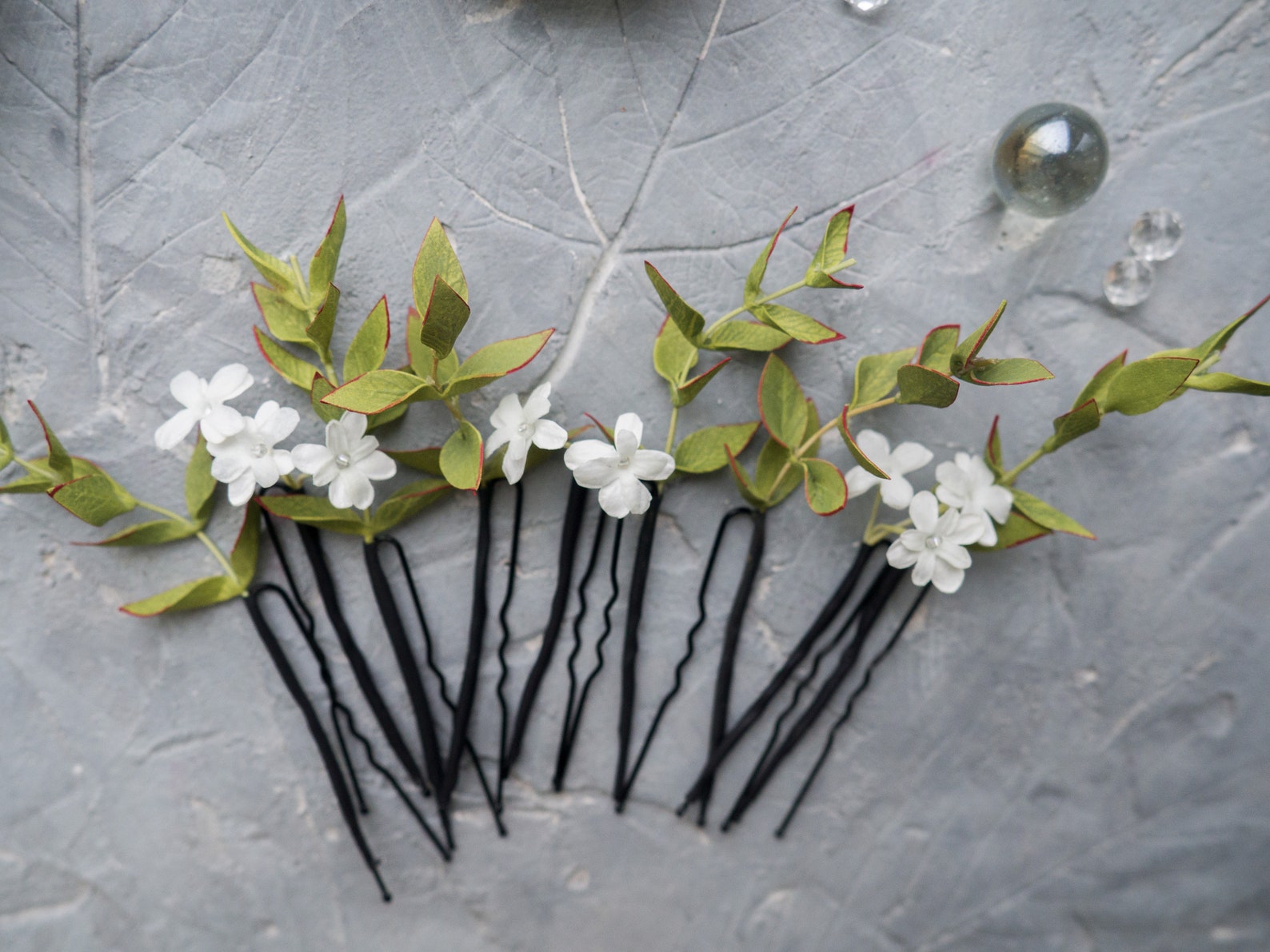 Greenery Flower Bobby Pins Wedding Hair Eucalyptus - Etsy
