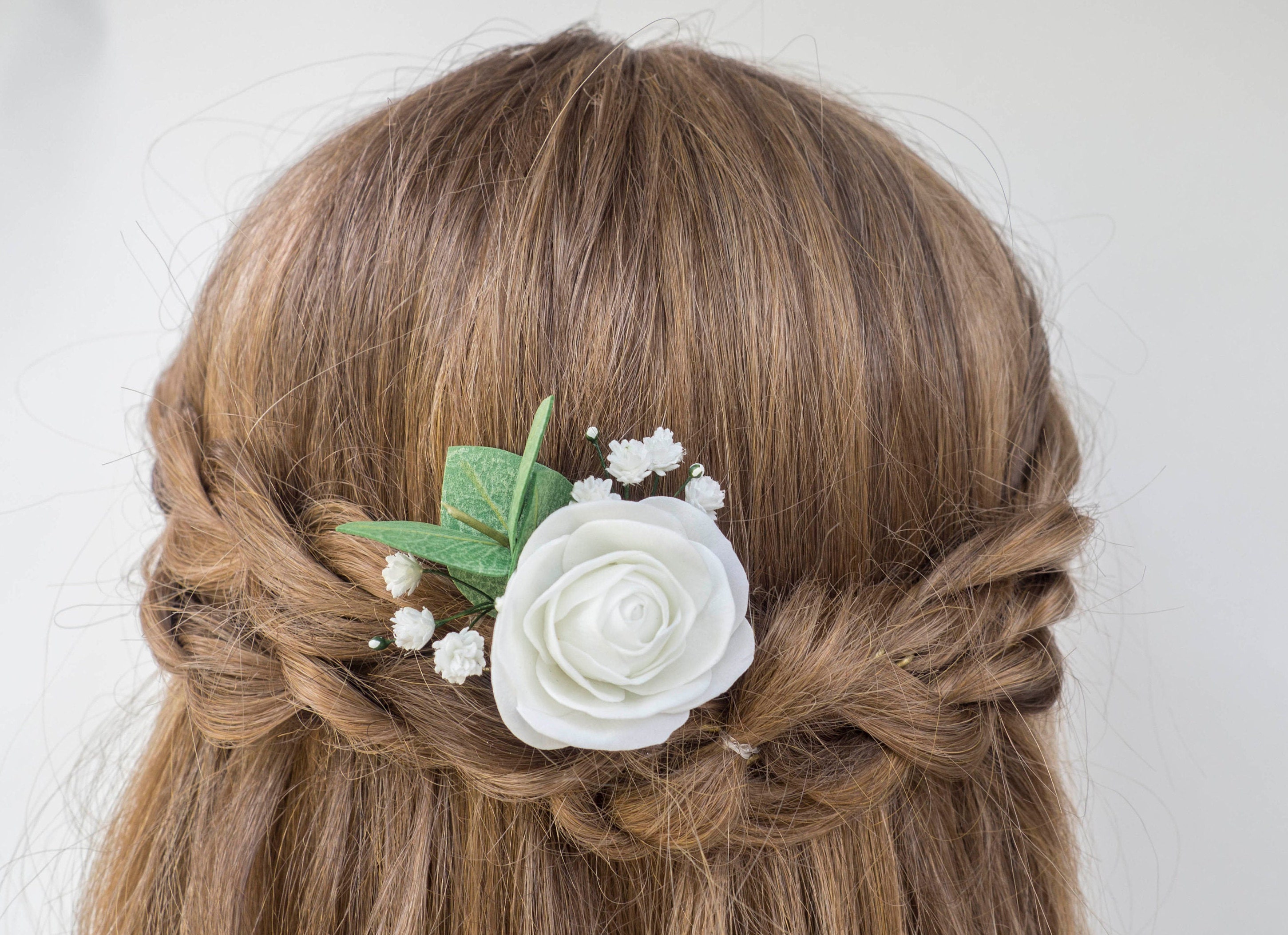 Wedding Rose Hair Piece Greenery Eucalyptus Pins - Etsy