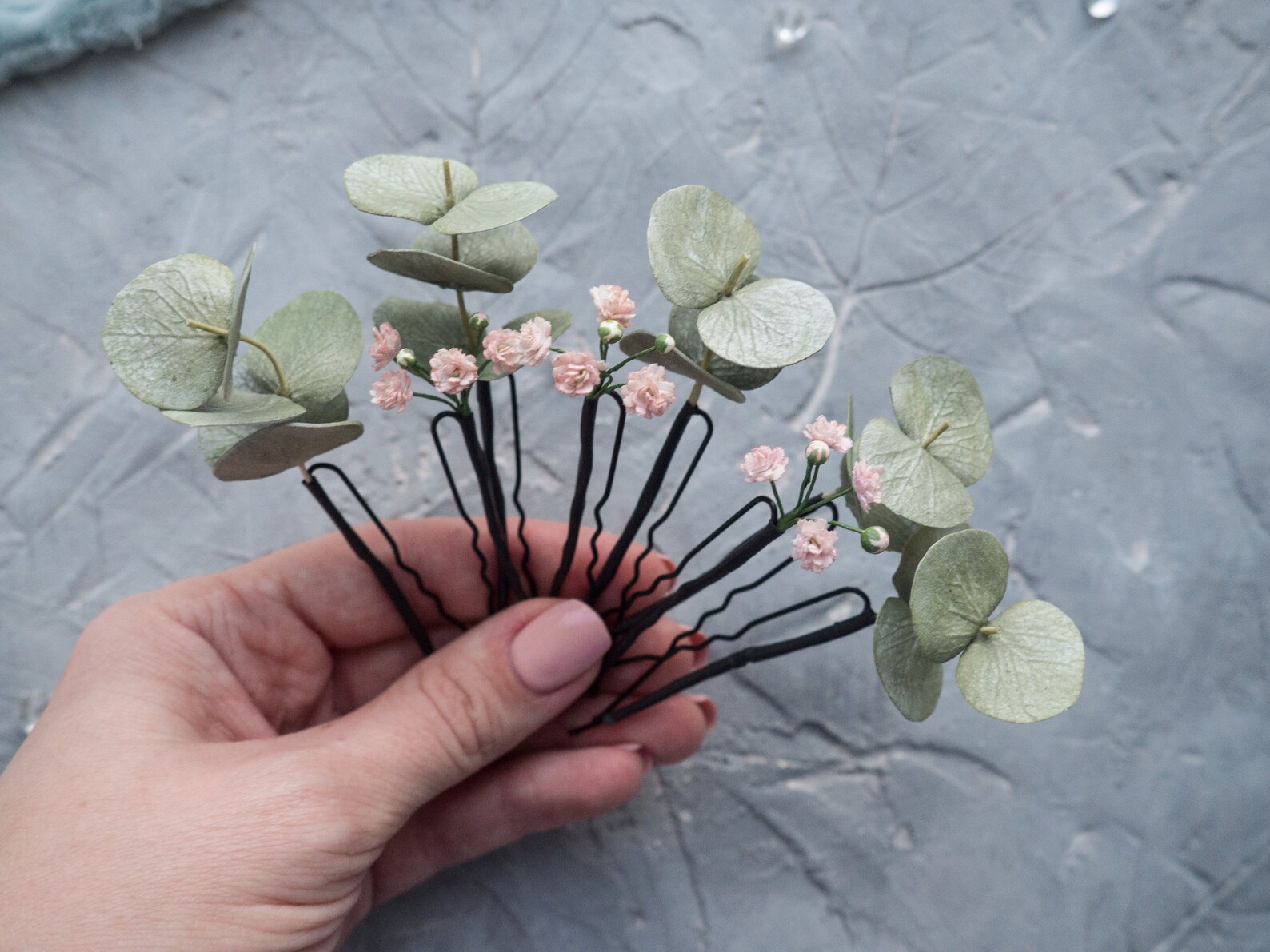 Bridal Greenery Hair Pins Eucalyptus Babys Breath | Etsy