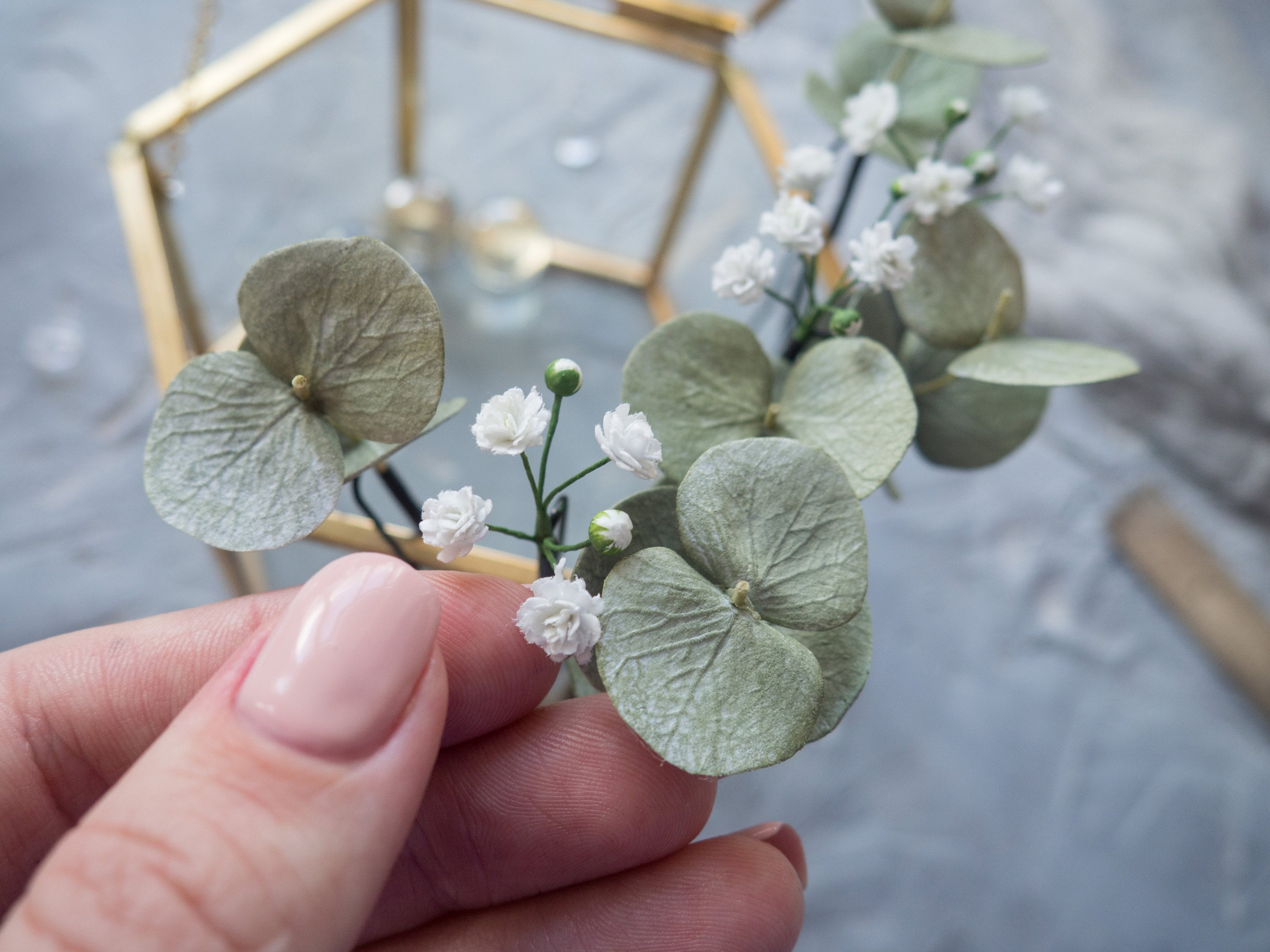 Wedding greenery hair pins Eucalyptus baby breath | Etsy