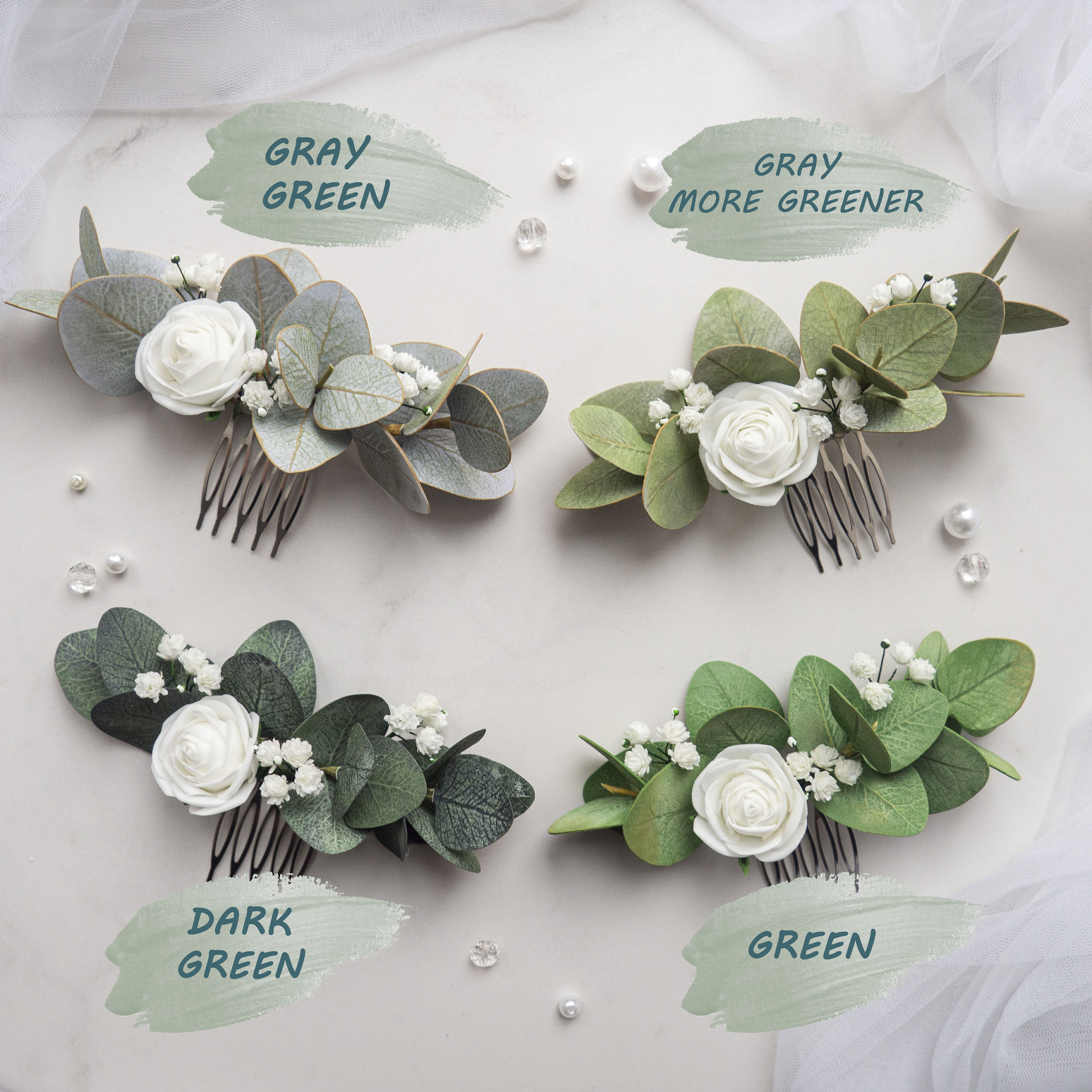 Braut Haarteil Eukalyptus Hochzeit Haarclip Blumen Braut - Etsy.de