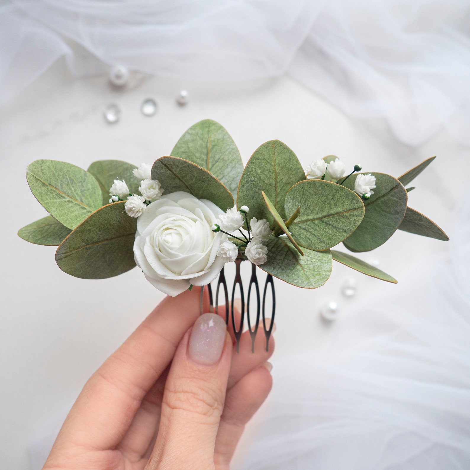 Braut Haarteil Eukalyptus Hochzeit Haarclip Blumen Braut - Etsy.de