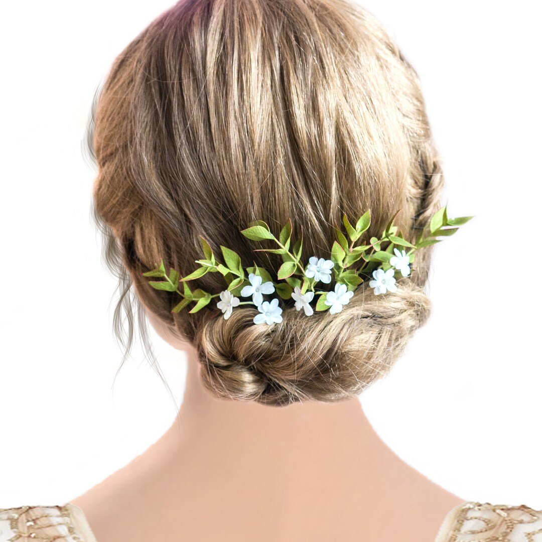 Greenery Flower Bobby Pins Wedding Hair Eucalyptus - Etsy