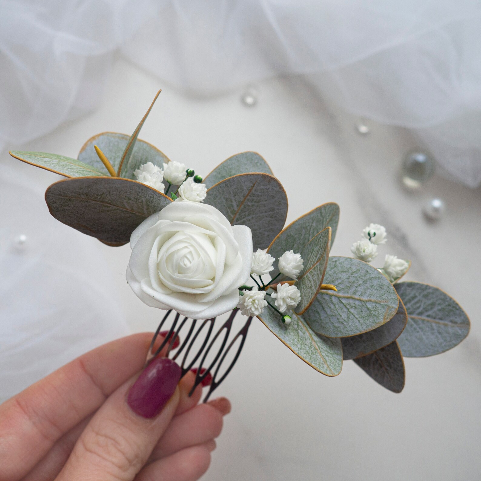 Braut Haarteil Eukalyptus Hochzeit Haarclip Blumen Braut - Etsy.de