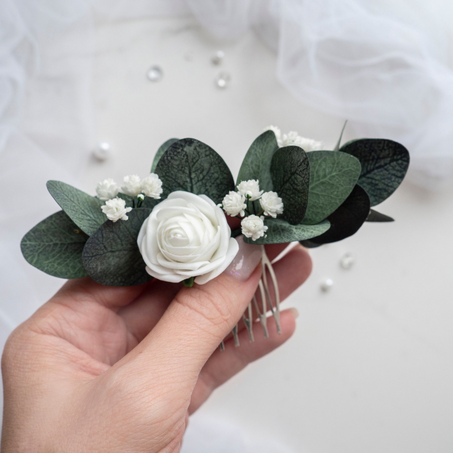 Braut Haarteil Eukalyptus Hochzeit Haarclip Blumen Braut - Etsy.de