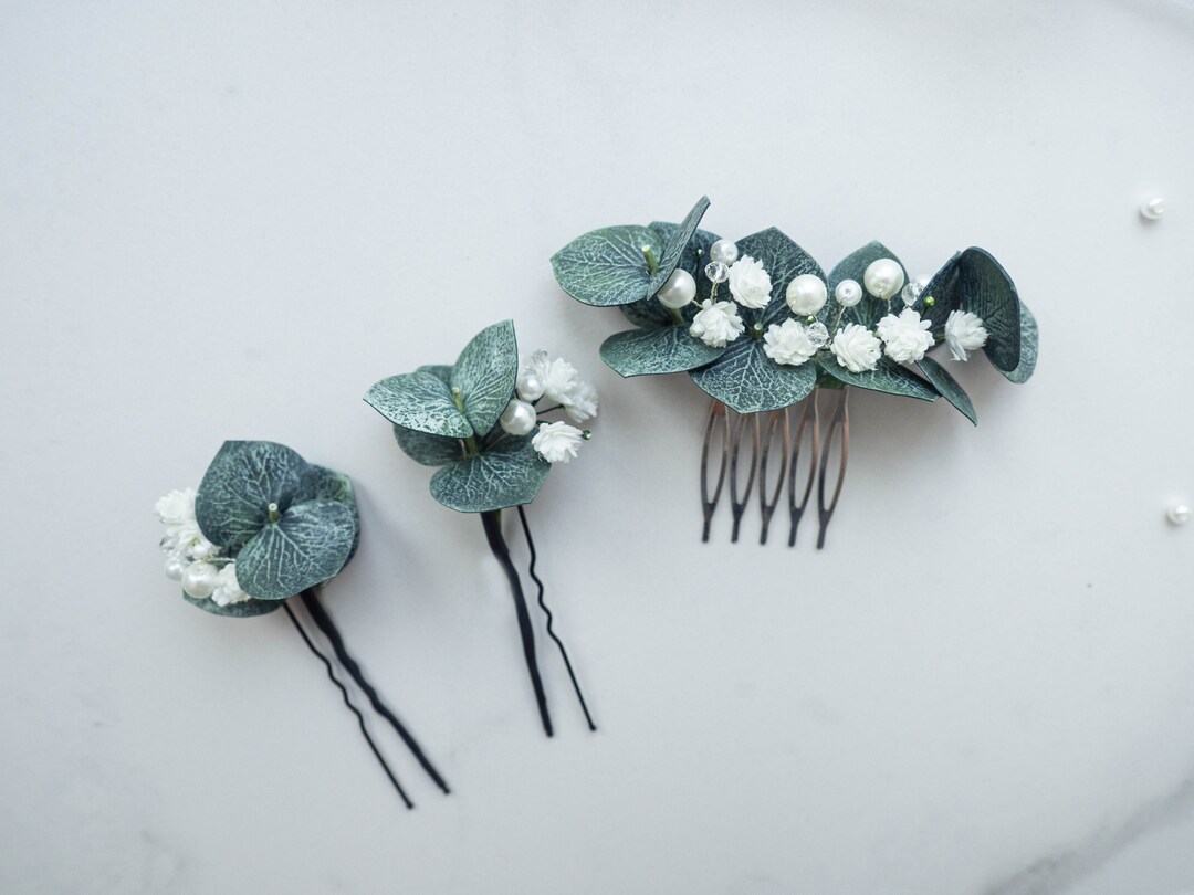 Eucalyptus Pearl Bridal Hair Piece Small Wedding Comb Headpiece - Etsy