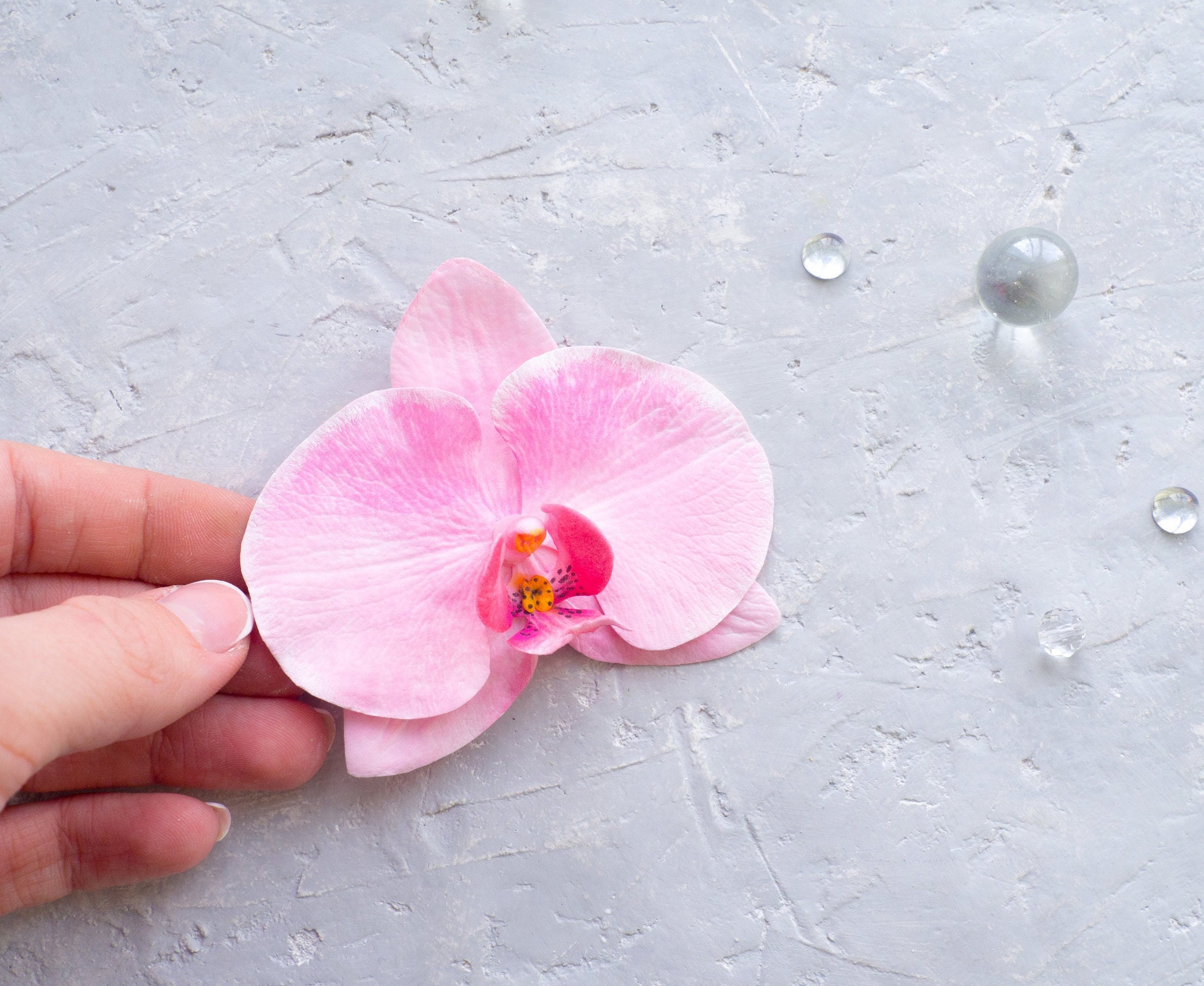 Tropical Flower Hair Pin With Pink Orchid - Etsy