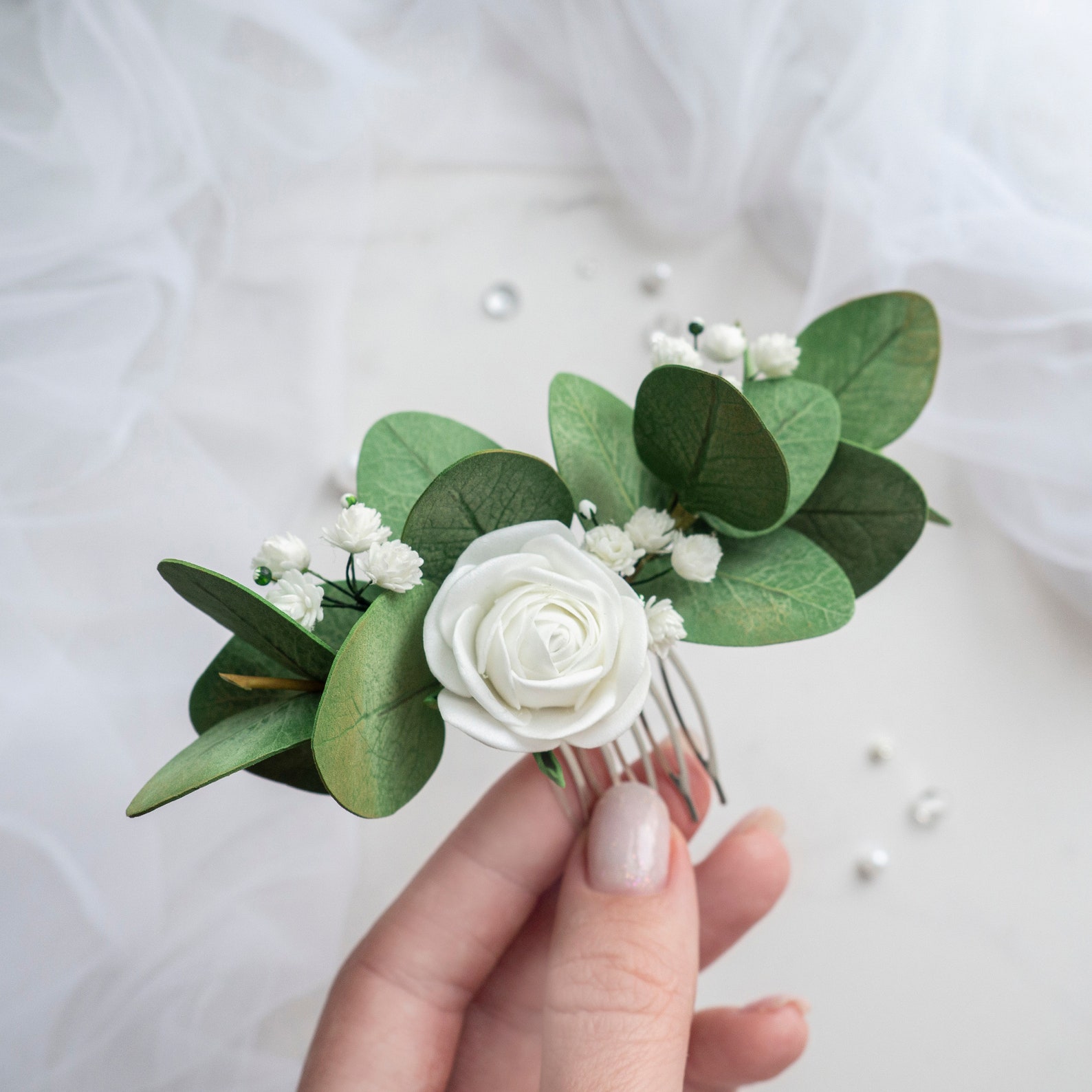 Braut Haarteil Eukalyptus Hochzeit Haarclip Blumen Braut - Etsy.de