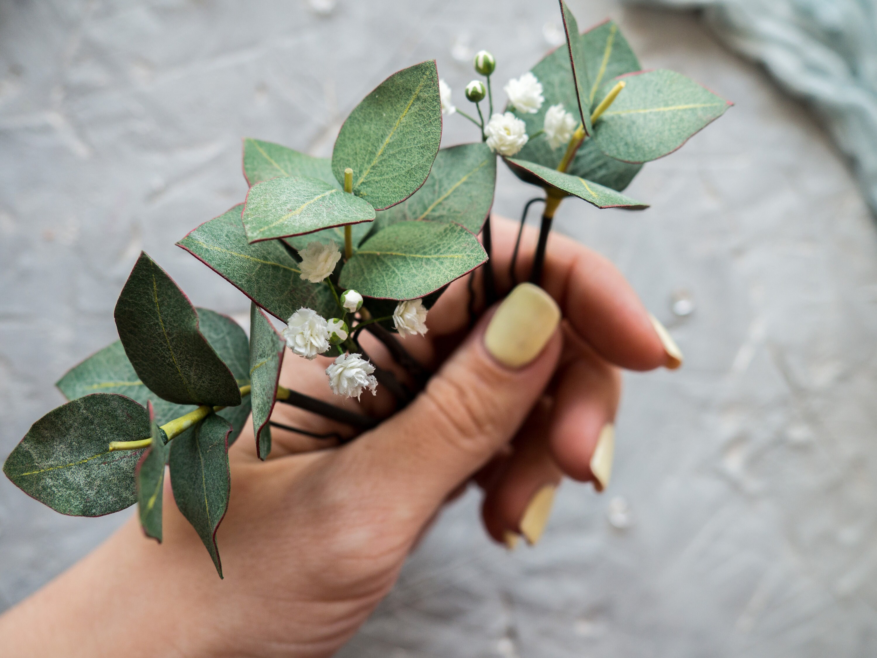Greenery Wedding Hair Piece Eucalyptus Flower Pins - Etsy