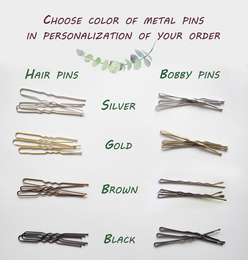 Bridal Eucalyptus Hair Piece Greenery Rose Pins Flower Wedding - Etsy