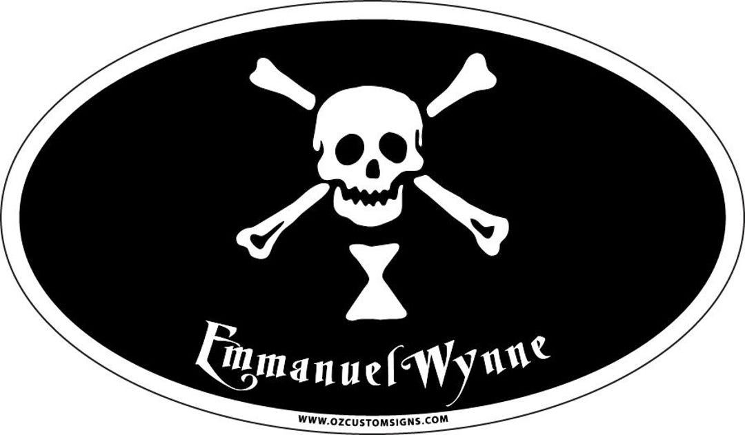 Pirates! - Emmanuel Wynne Pirate Flag Oval - Full Color Decal / Sticker ...