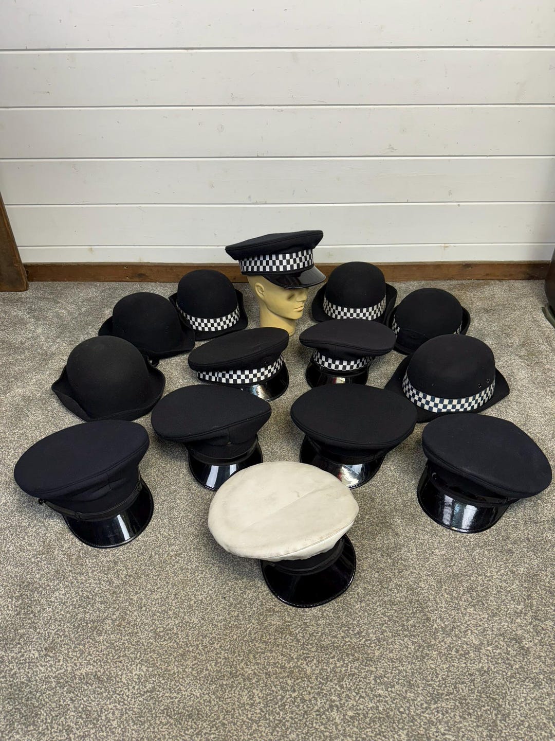 14x Ex Police Peak Cap Bowler Hat Job Lot Theatre Headwear Uniform Film ...