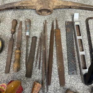 Vintage Tool Job Lot Old Tools Rasp Files Hammers Pick Axe Planes Etc ...