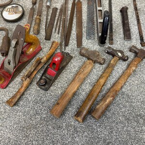 Vintage Tool Job Lot Old Tools Rasp Files Hammers Pick Axe Planes Etc ...