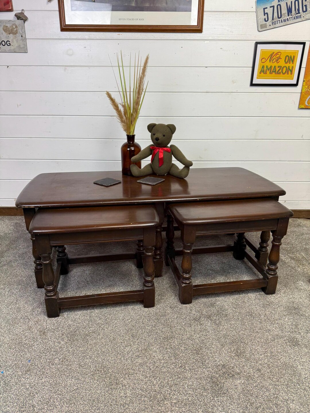 Vintage Ercol Old Colonial Nest of Trinity Tables Mid Century Retro ...