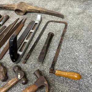 Vintage Tool Job Lot Old Tools Rasp Files Hammers Pick Axe Planes Etc ...