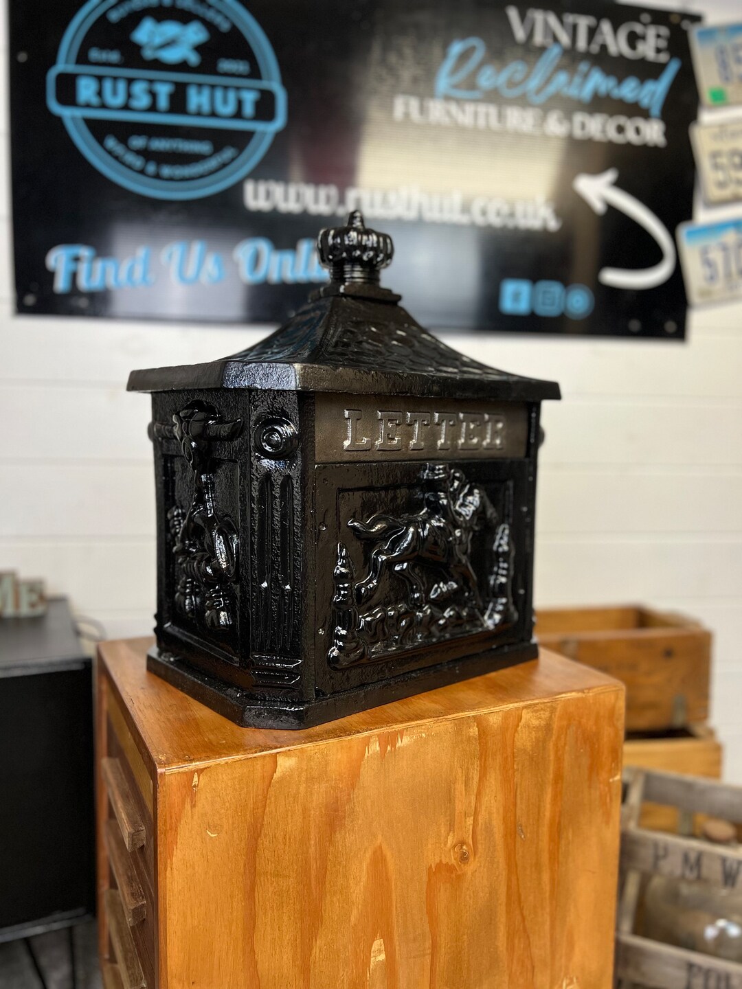 Vintage Original Cast Iron Post Box Reclaimed Country Decorative Letter ...