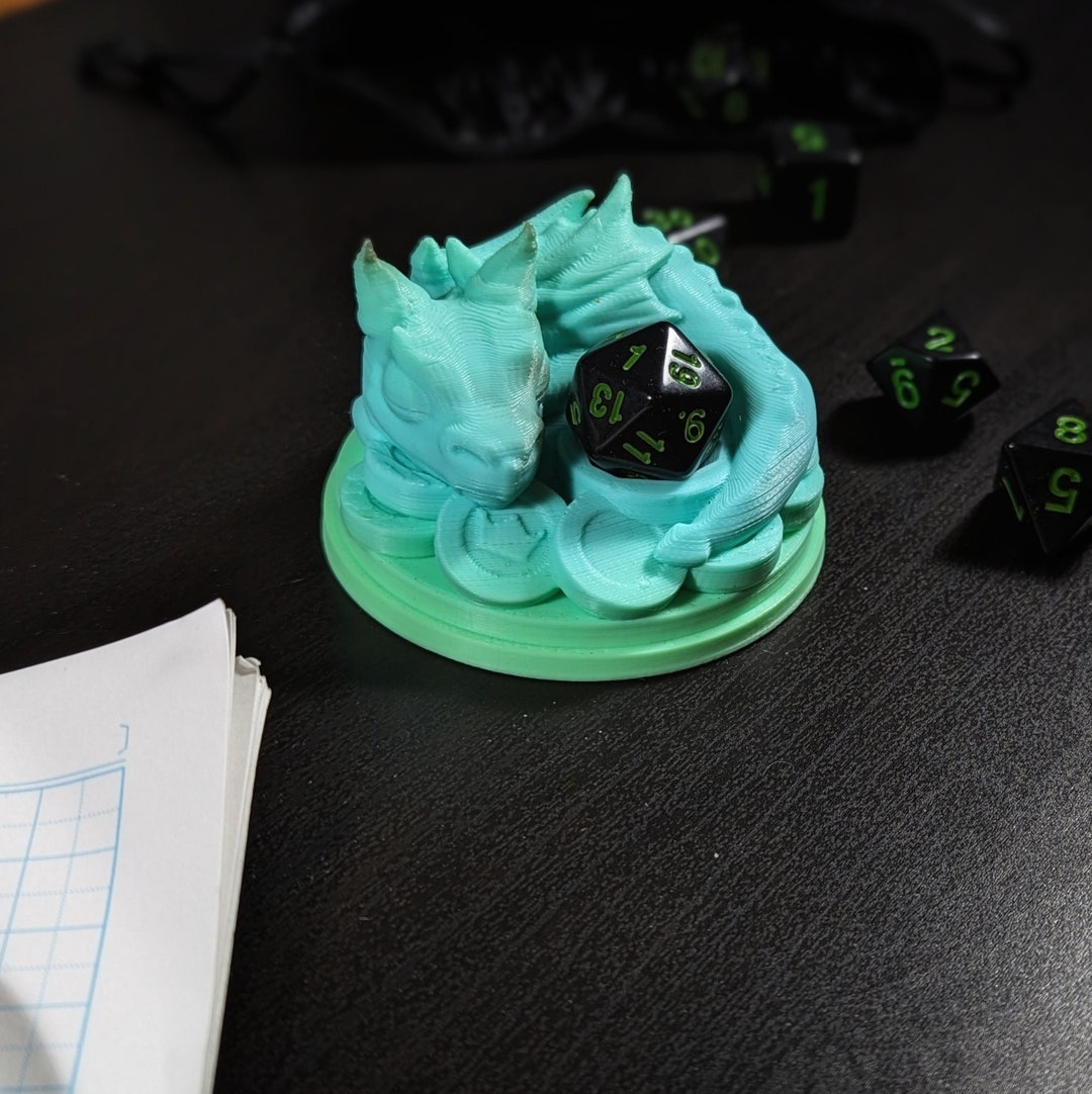 Baby Dragon D20 Guardian, 3D Printed D20 Holder, Life Counter, TTRPG ...