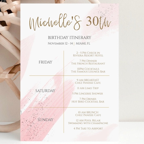 Printable Birthday Itinerary Template Editable Birthday - Etsy