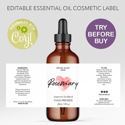 Editable Floral Essential Oil Label Template Printable | Etsy