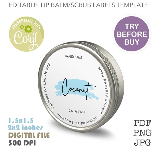Editable Round Cosmetic Stickers Lipgloss Labels Lip Balm - Etsy