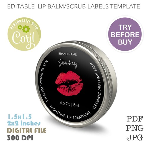 Editable Round Cosmetic Stickers Lipgloss Labels Lip Balm - Etsy