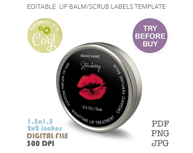 Editable Round Cosmetic Stickers Lipgloss Labels Lip Balm - Etsy