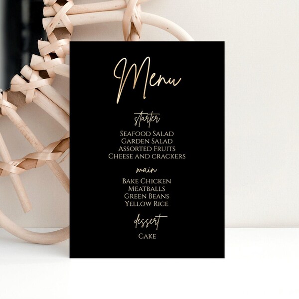Gold Foil Menu - Etsy