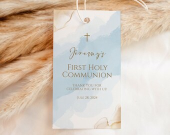 First Holy Communion Thank You Tag, Boys 1st Holy Communion Thank You ...