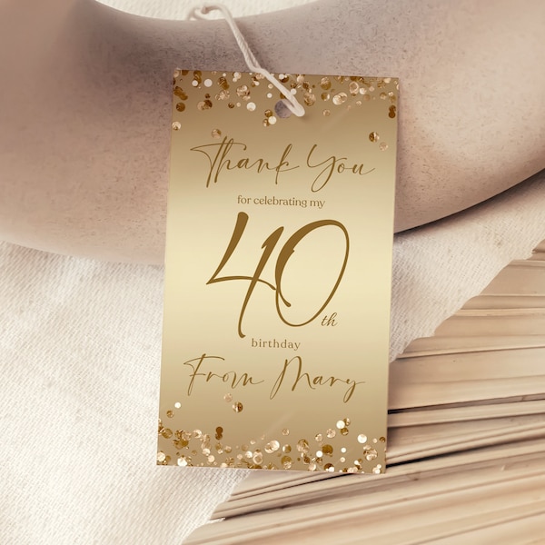 40th Birthday Favor Tag Digital - Etsy