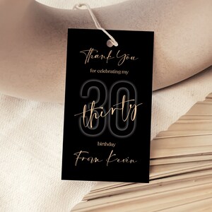 Black Gold Thirty 30th Birthday Favor Tag, Printable Thank You Tag ...