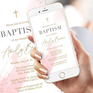 Digital Baptism Invitation Template, Electronic Girl Baptism Invite ...