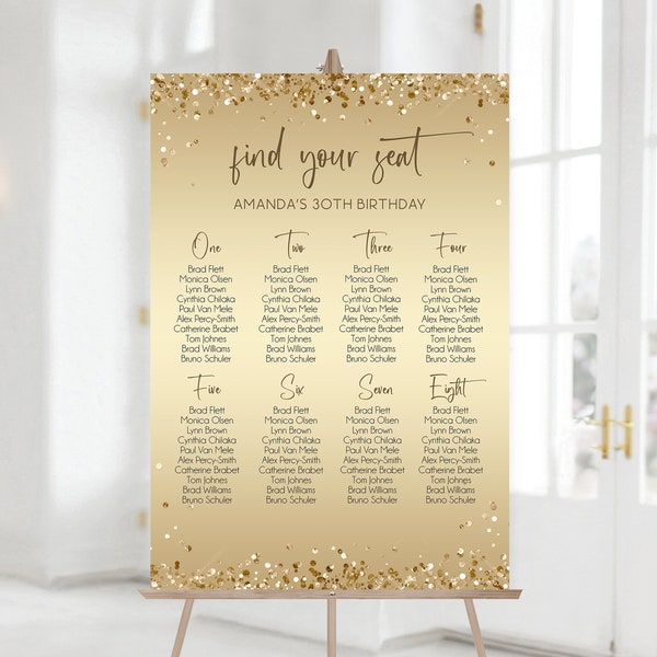 Dinner Seating Chart Birthday - Etsy